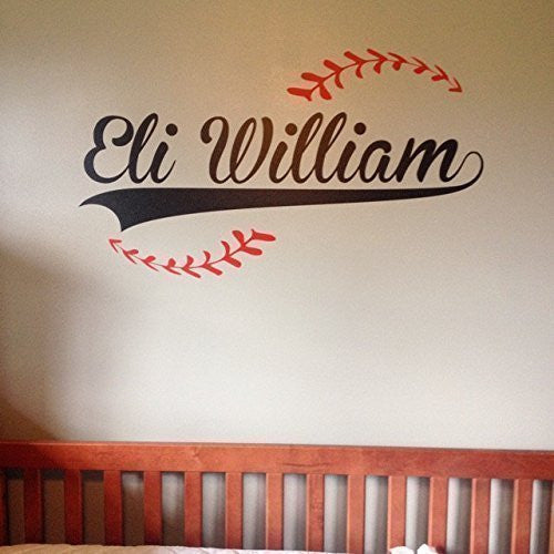 Custom Name added to Baseball Vinyl Wall Decal - Baseball theme – Word ...